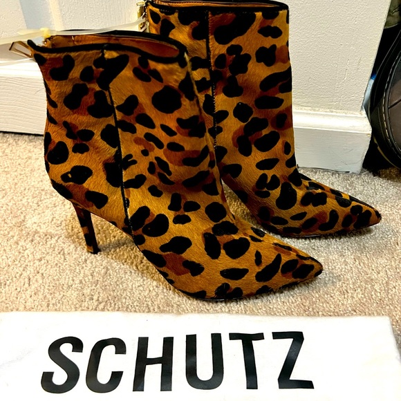 SCHUTZ | Shoes | Brand New Schutz Booties Pony Hair Leopard Print ...